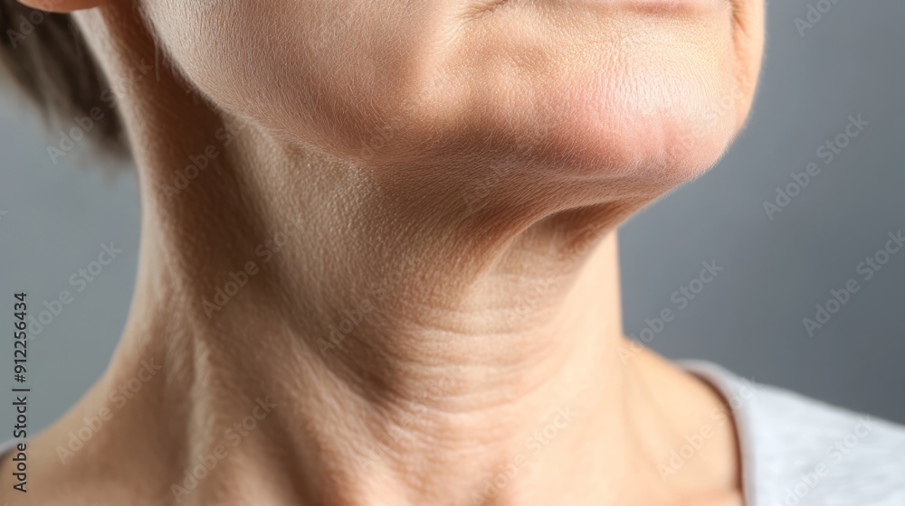 Swollen Thyroid Gland in Middle-Aged Woman: A Visual Guide Stock Photo ...