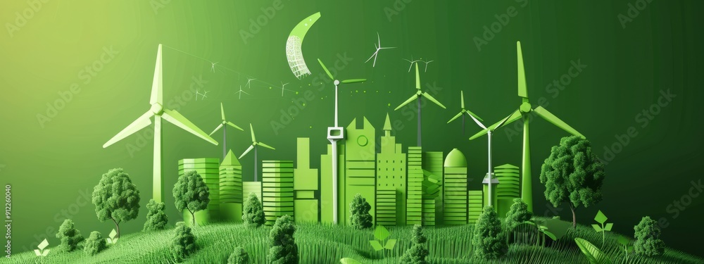 Green energy resources concept. Symbolizing renewable energy sources ...