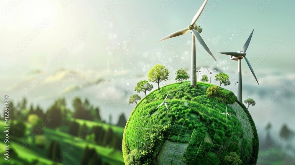 Green energy resources concept. Symbolizing renewable energy sources ...