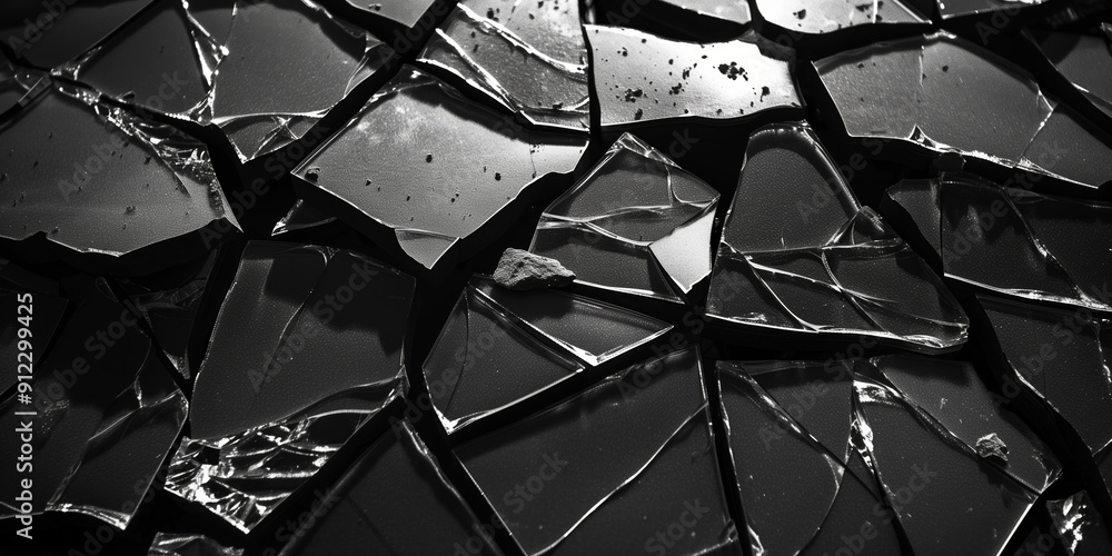 Artistic Composition of Broken Glass Shards with Expansive Negative ...