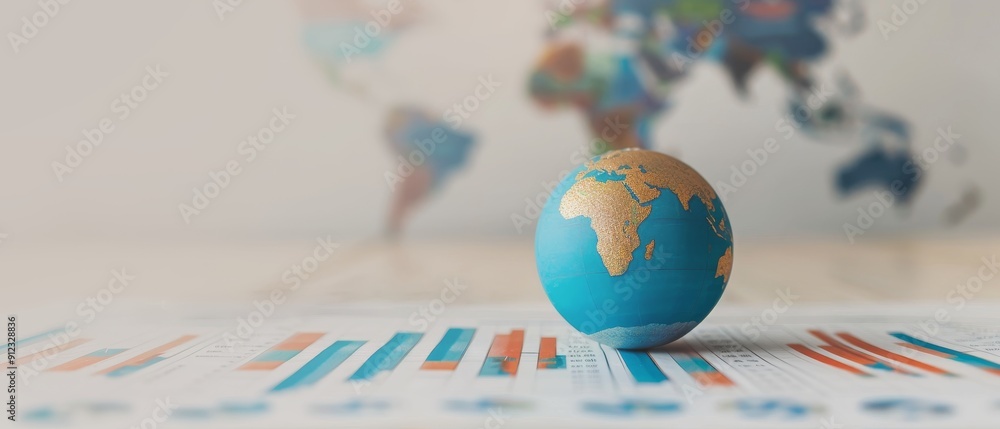 global business growth concept - world map globe on a financial graph ...