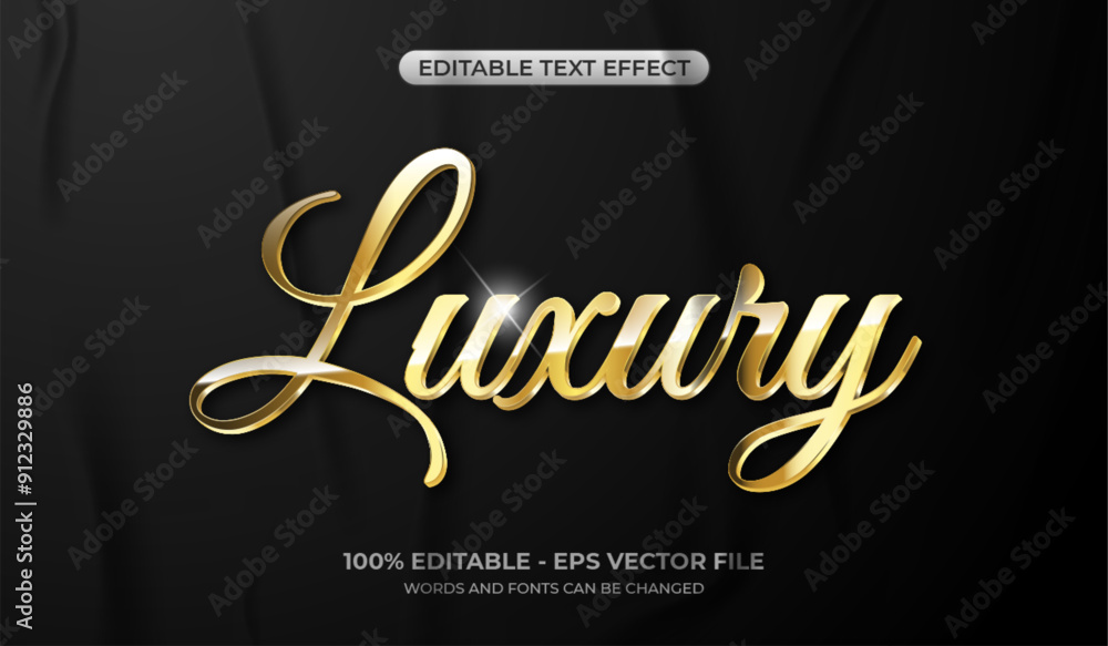 3D Luxury gold text effect. Editable glossy golden metallic text effect ...