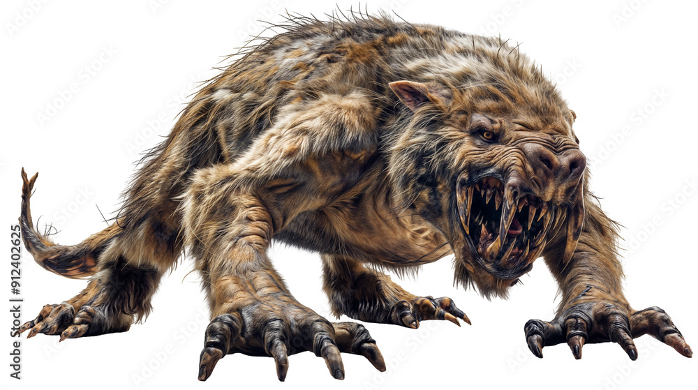 Ferocious Mythical Beast Roaring Aggressively, Isolated on Transparent ...