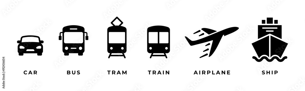 Transportation icon set. Transport symbol collection. Cargo vehicles ...