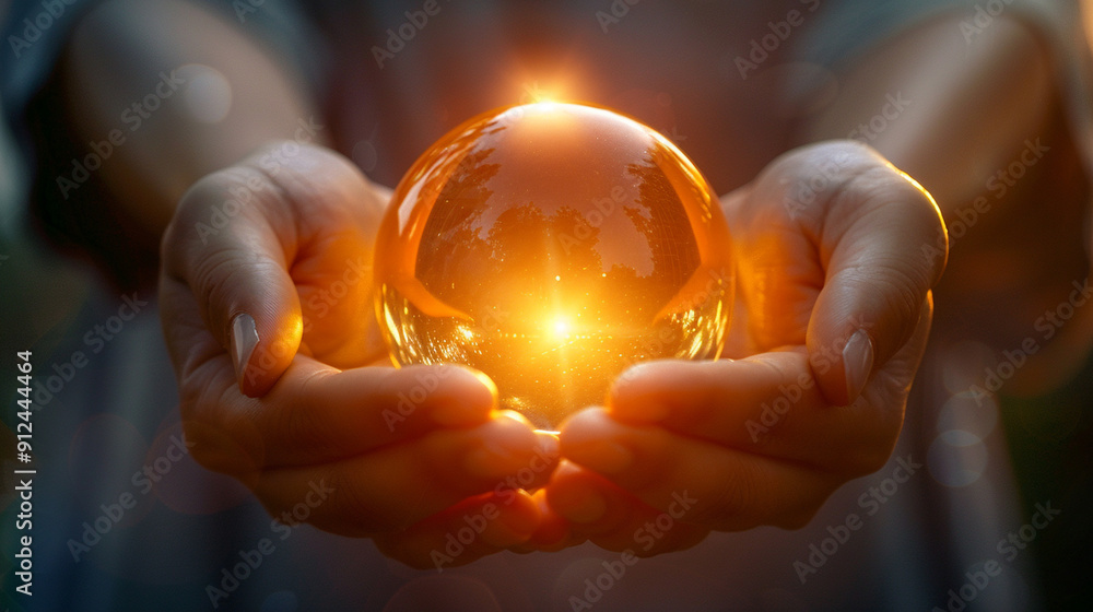 Abstract image of hands cradling a glowing orb, representing the ...