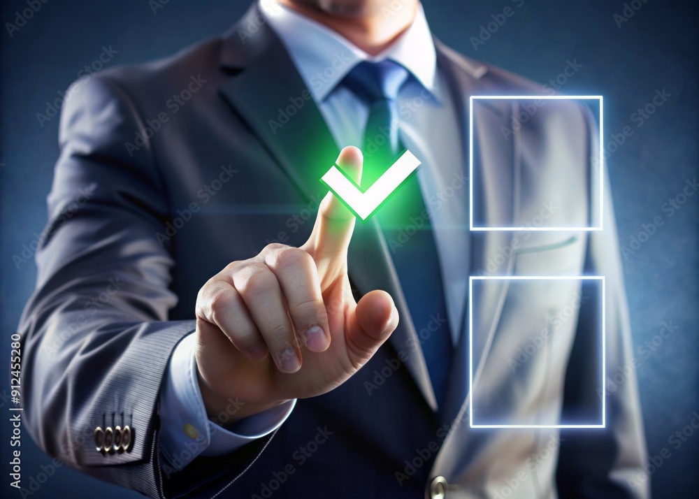 Hand selecting correct check mark on cross symbol, representing ...