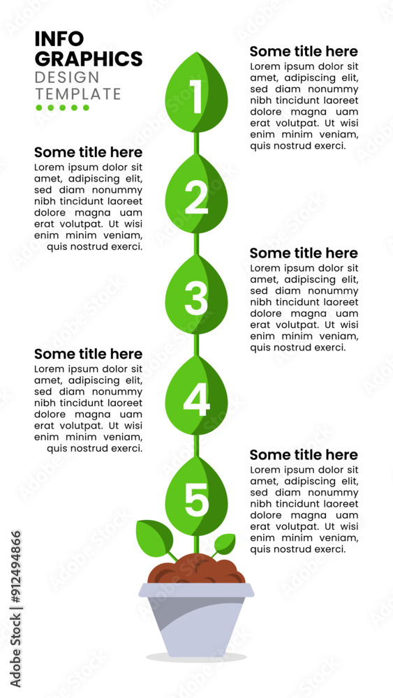 Infographic template. Tall plant with 5 steps and numbers Stock Vector ...
