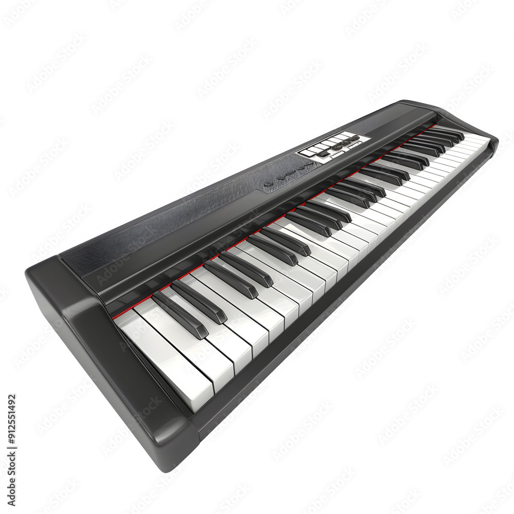 Top-notch digital piano keyboard set against a clear background ...