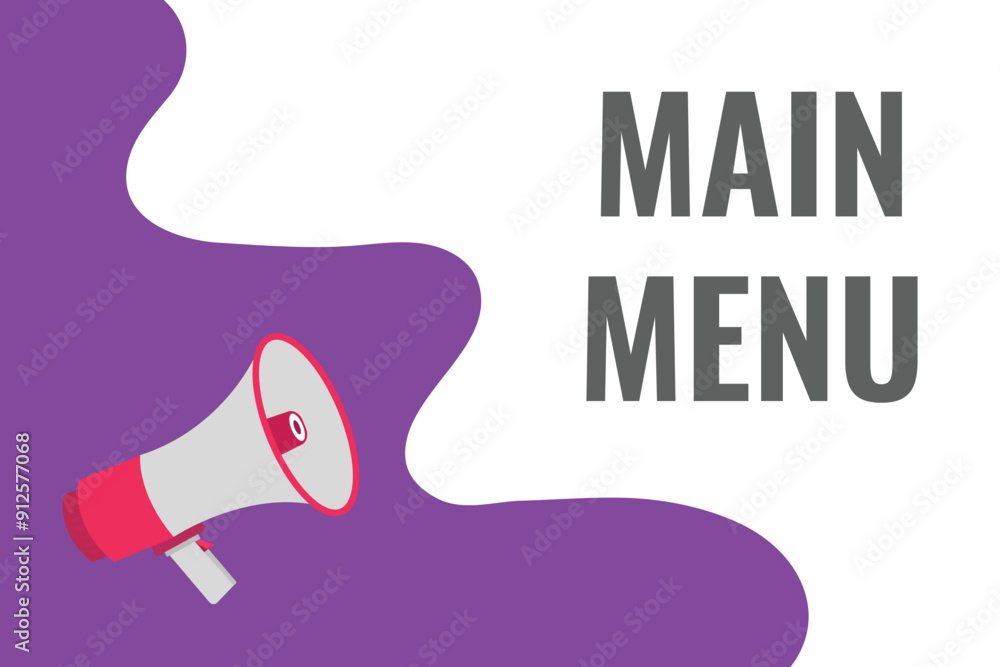 main menu button, banner, label, template for website. main menu text ...