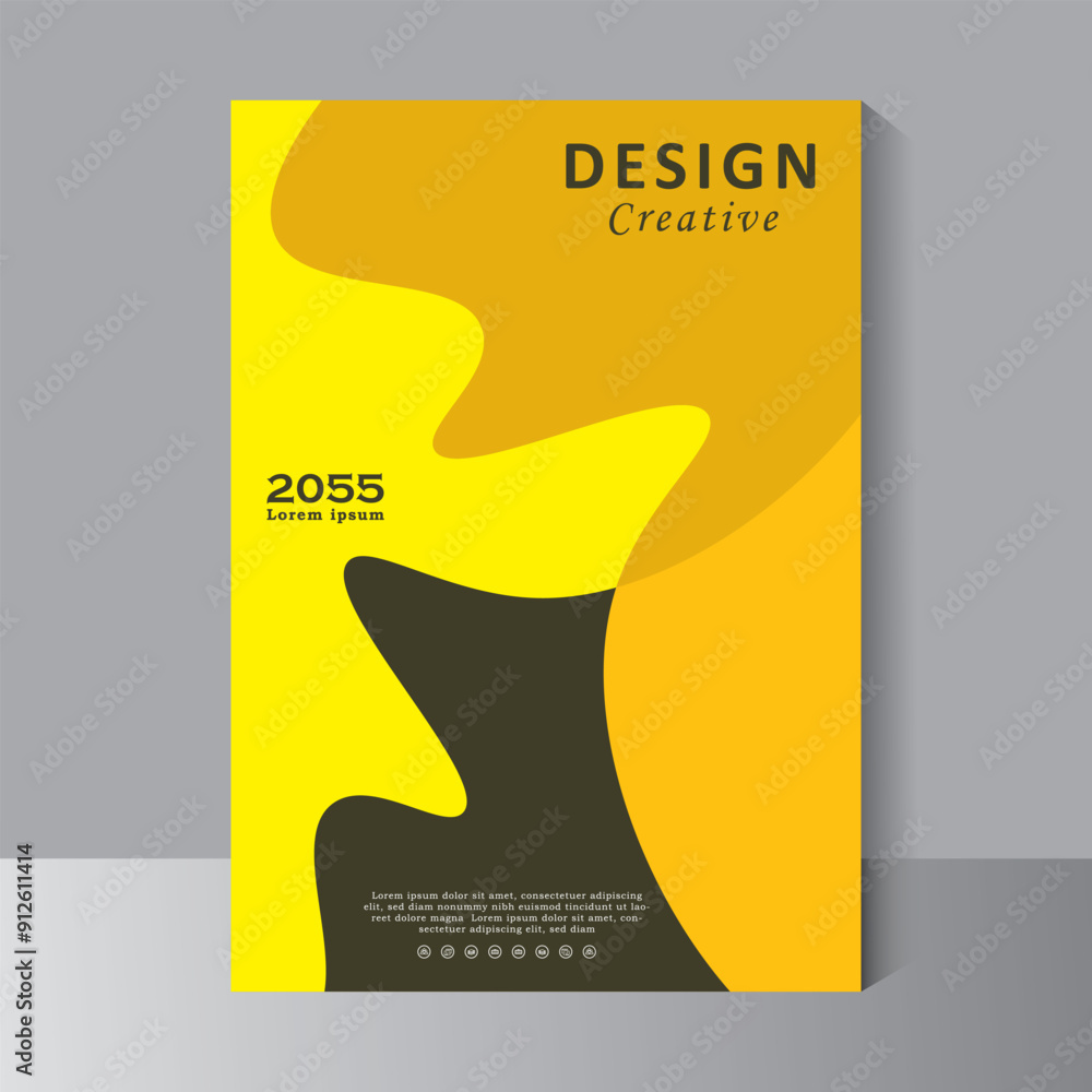 creative cover design template, annual report template, yellow and ...
