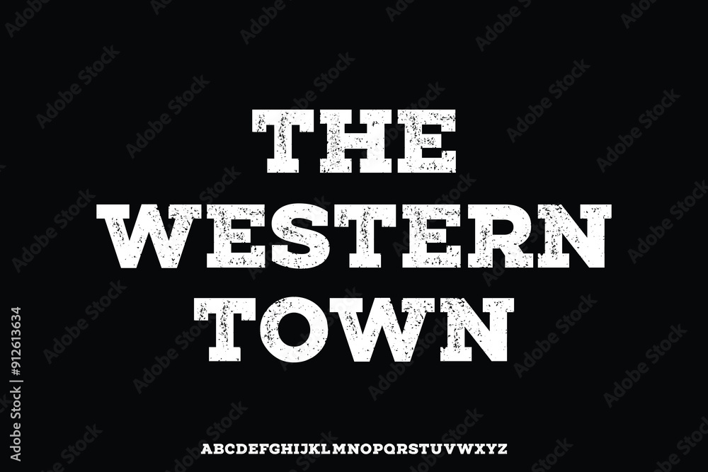 Classic bold slab serif western style alphabet display font vector ...