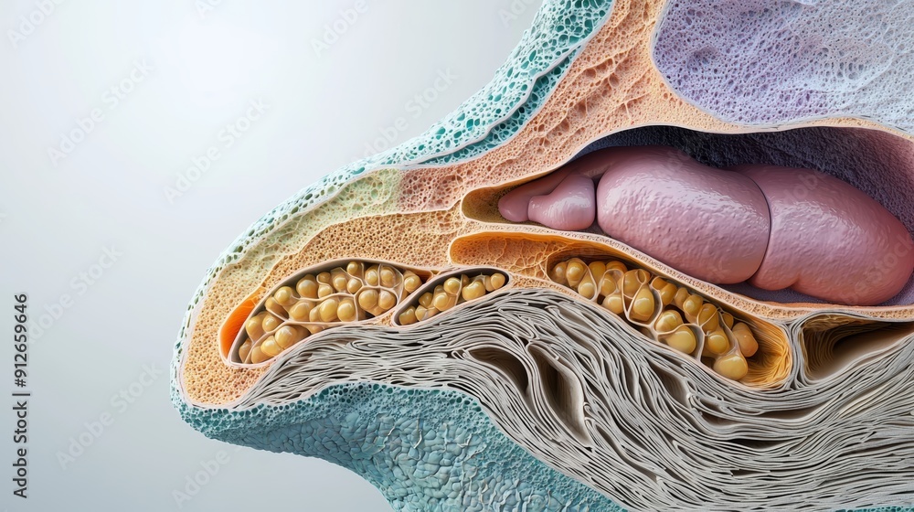 Cross-section of a human nose showing the internal structure, including ...