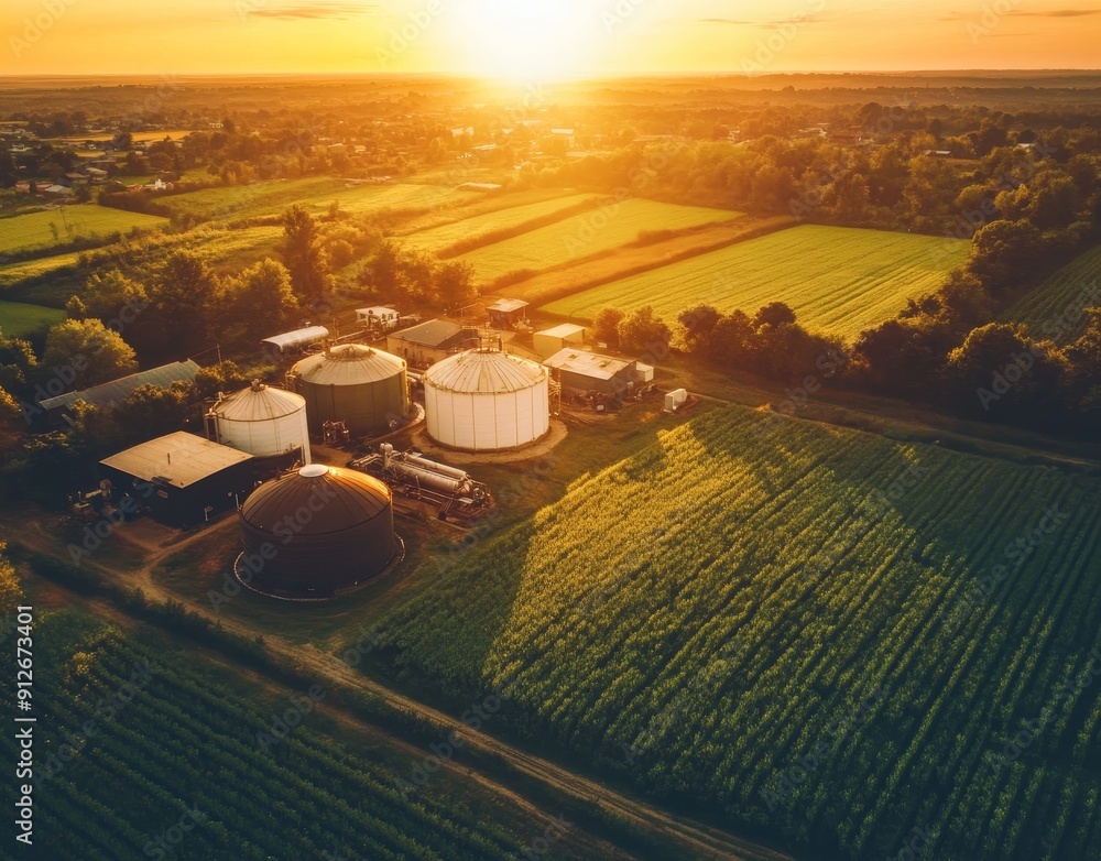 Agricultural preparation for Green Deal. Aerial view of Czech industry. Sustainable development ...