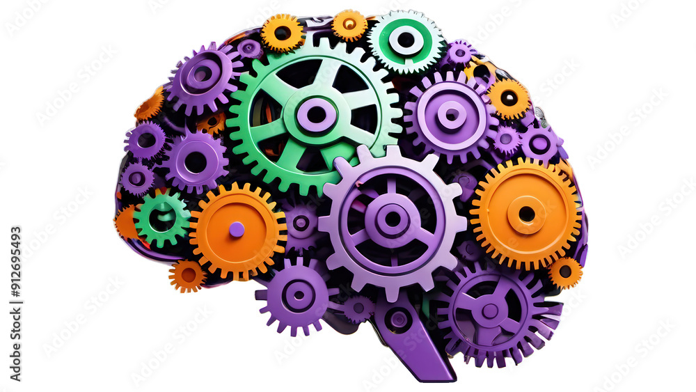 Cerebro construido de engranes coloridos, divertidos creatividad ...