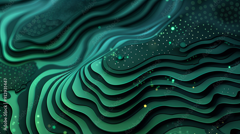 Abstract background green wavy smooth minimal liquid design flow ripple ...