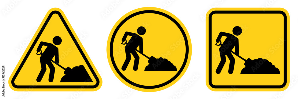 Under construction warning sign. Road works sign. Attention, road works ...