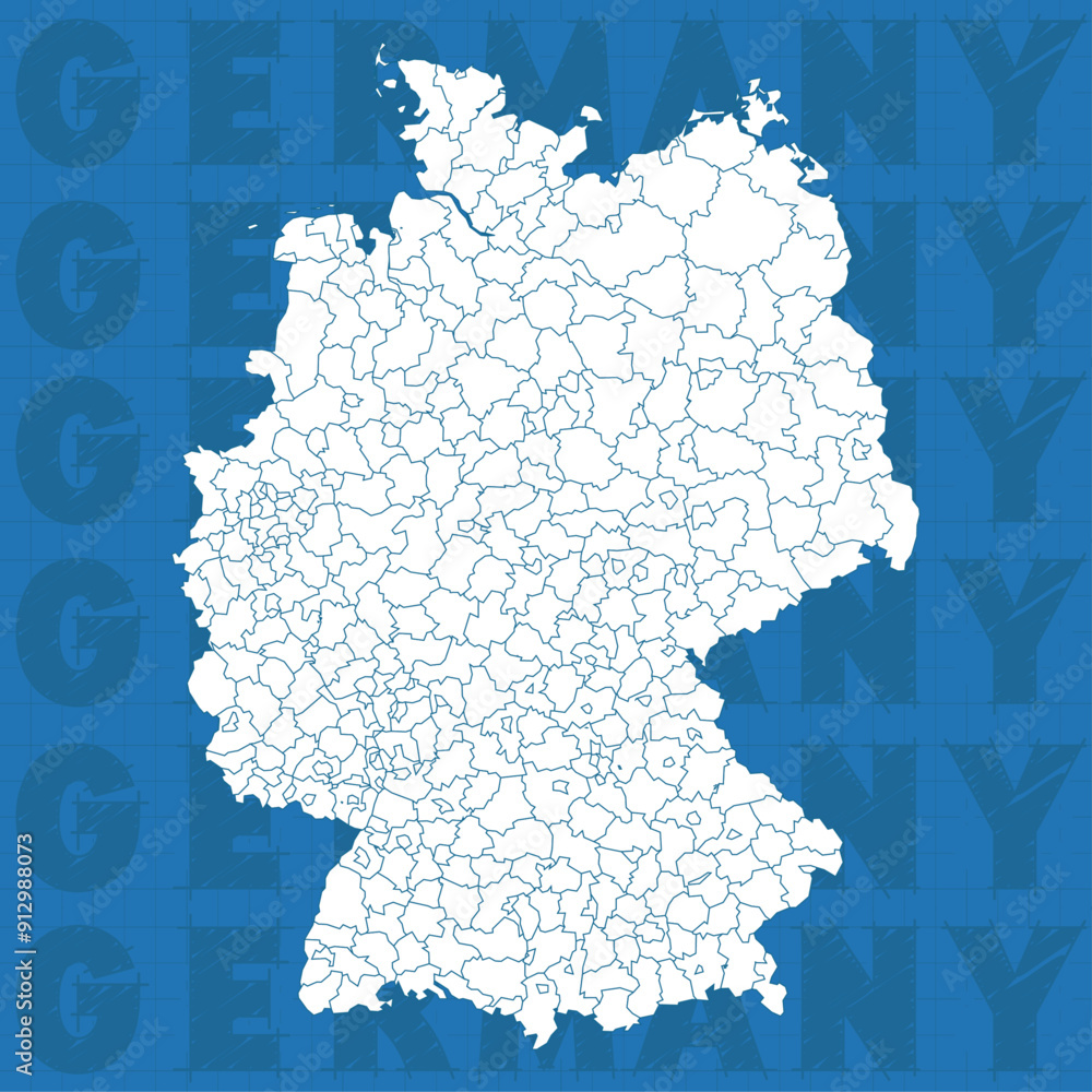 Complete map of Germany and all its cities. Complete design from real ...
