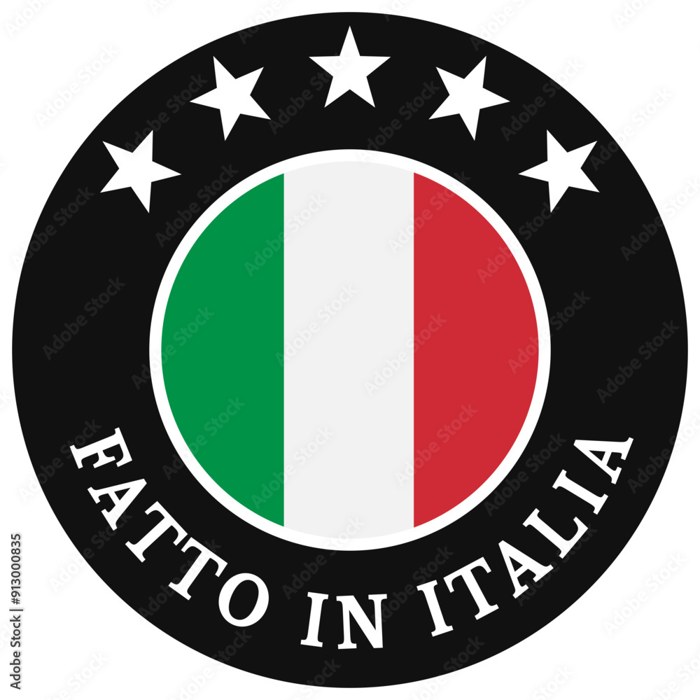 Fatto in Italia, distintivo, adesivo o icona che simboleggia la qualità ...
