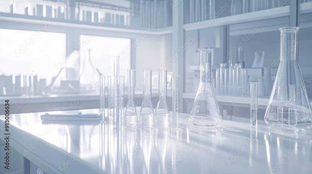 Clean and organized science lab featuring empty test tubes and chemical ...