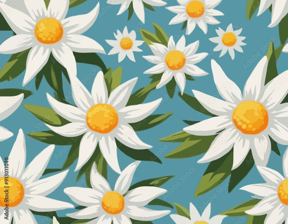 Edelweiss. A rare alpine flower in a simple flat style. The symbol of ...