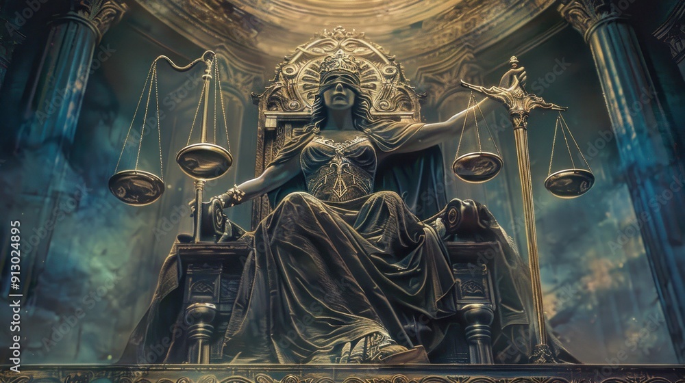 Symbolism Art Style of Tarot Card of the Justice, Majestic Art ...