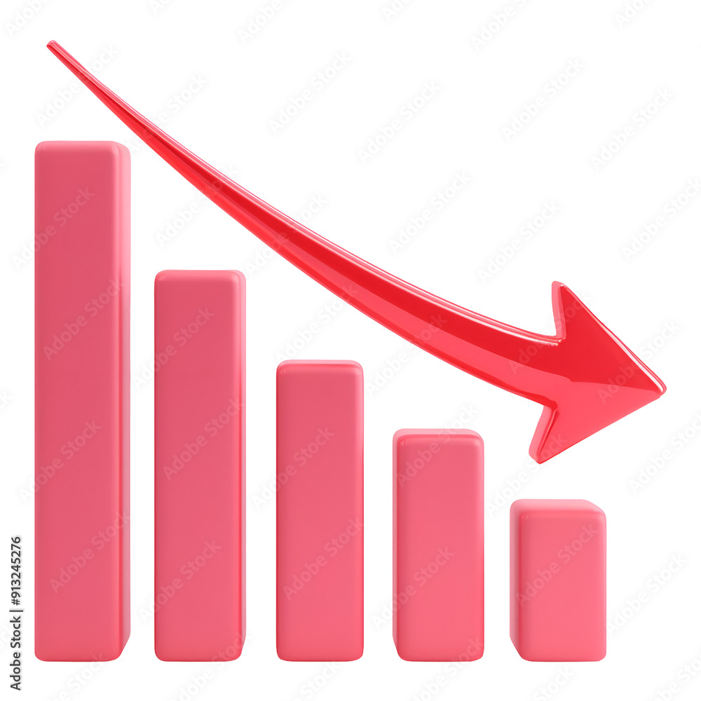 A visual representation of a downward trend in business metrics ...