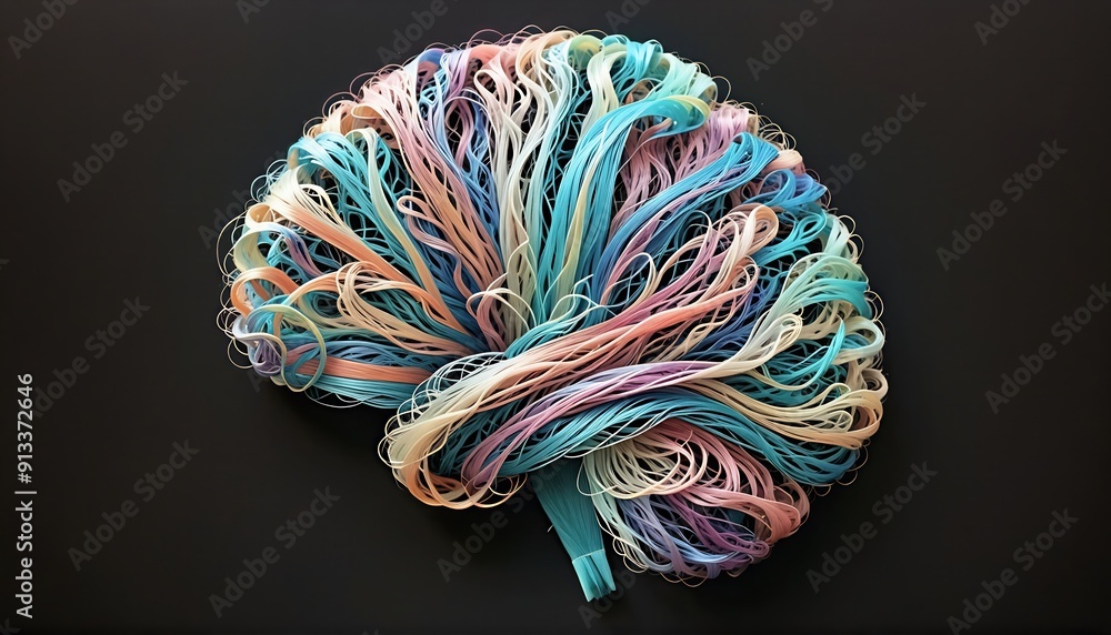 Tractografia del cerebro, donde se observan en tonos pastel todos los ...