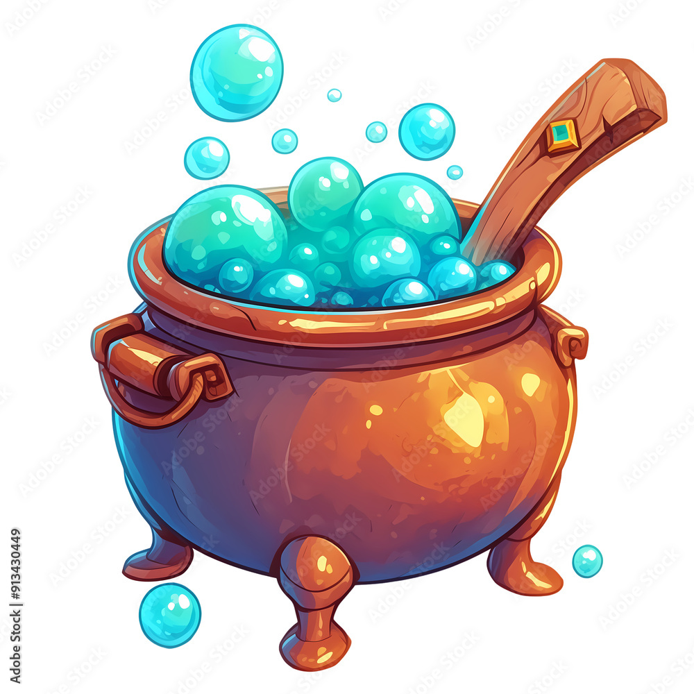 a 2d cartoon clipart drawing of cauldron bubbles on an isolated ...
