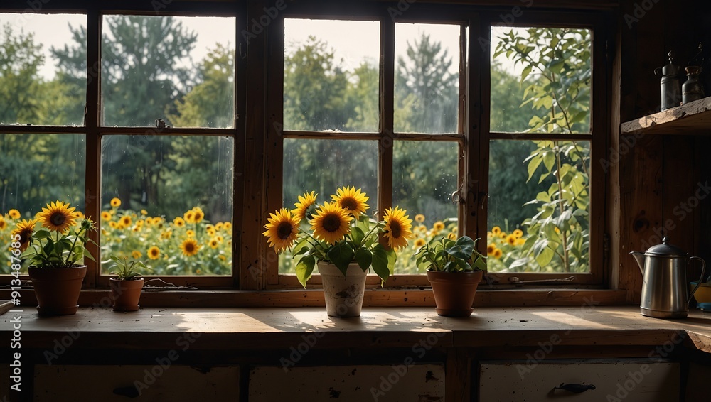 Background image of natural light indoor photo. Wooden vintage window ...