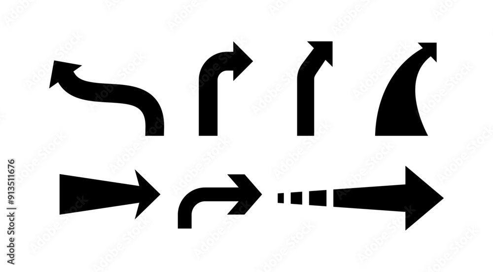 Arrow shape icon set. Suitable for design element of direction map ...