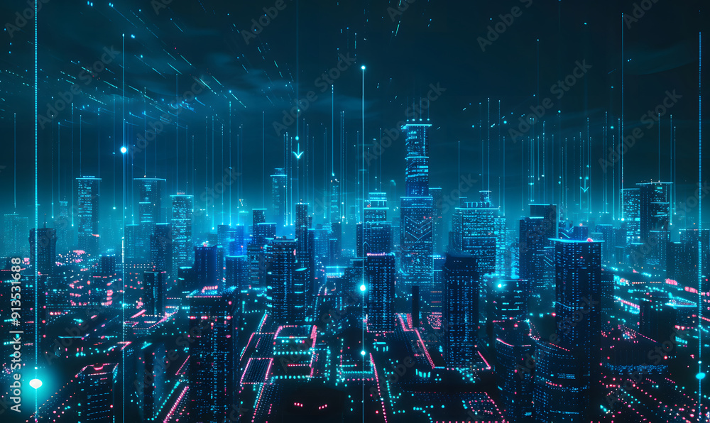 Blockchain in Real Estate Transactions, digital map of key US cities ...
