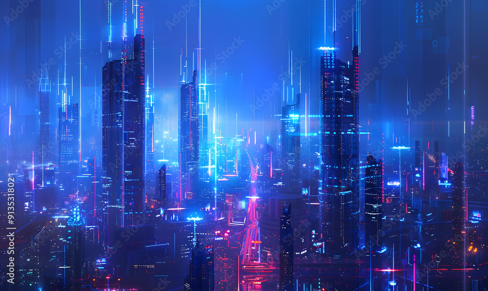 Blockchain in Real Estate Transactions, digital map of key US cities ...