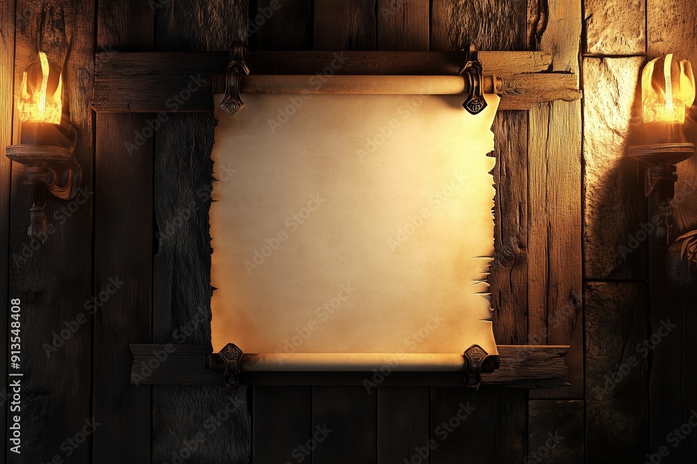 Fantasy Medieval Video Game Loading Screen Template with Aged Parchment ...