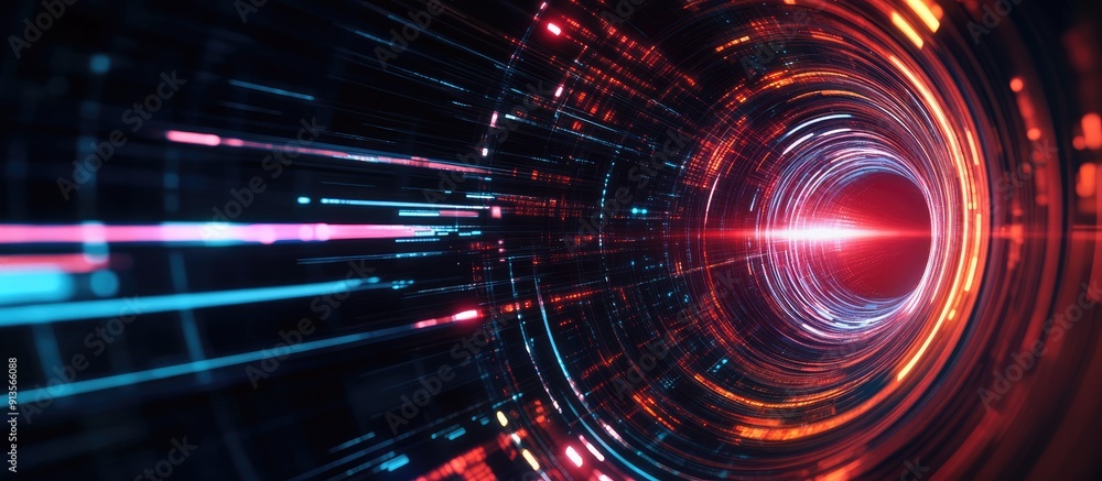 Dynamic circular trails with a minimalist technology background Radiant ...