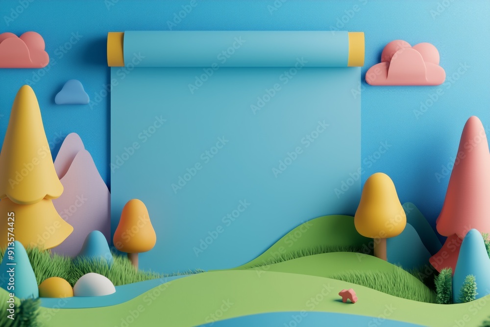 Blue Cartoon Simple Children Kids Background Template Plastic Colorful ...