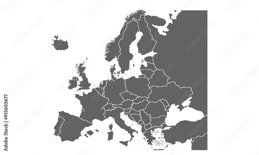 Political Europe map vector illustration isolated on white background ...