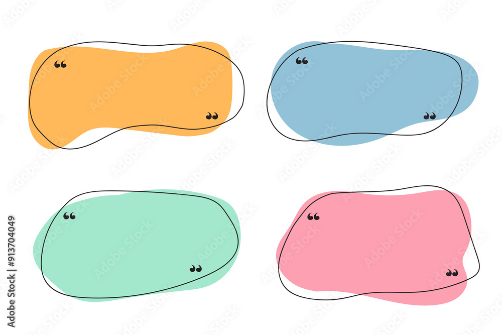 Vector simple quotation mark element template handdrawn textbox set ...