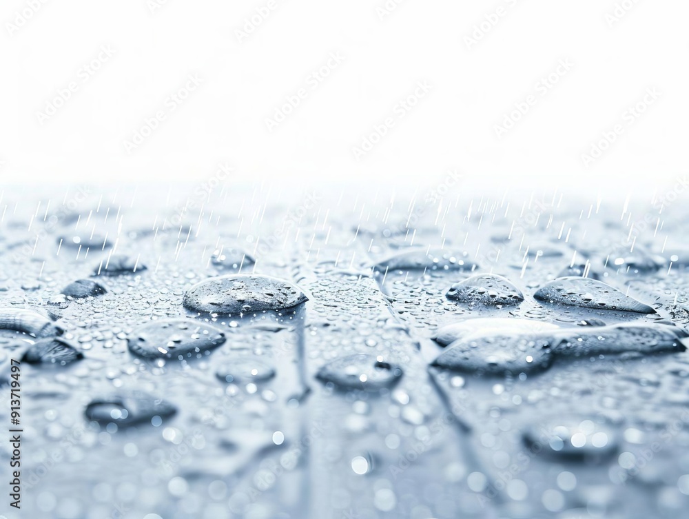 Raindrops forming patterns on the roof creating dripping effects on ...