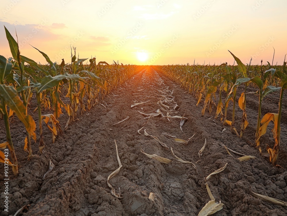 Crisis on the Horizon: Faded Crops in a Drought-Stricken Farm Facing ...