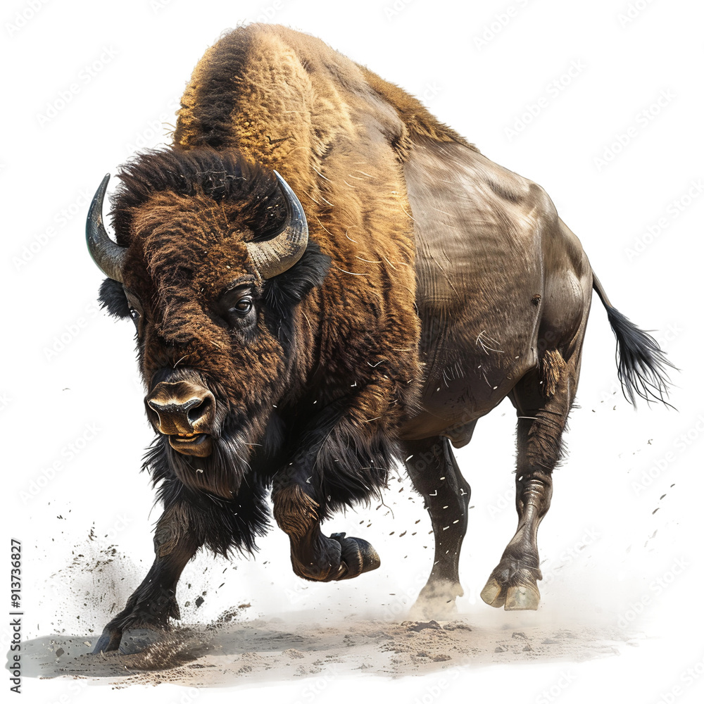 "Charging Bison: High Resolution Image of an Angry Run - Isolated On ...