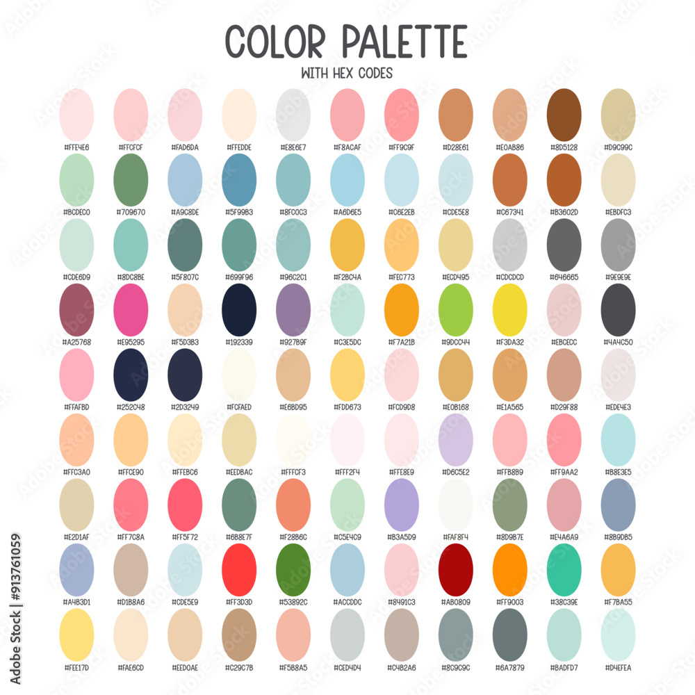 Color palette with hex codes for kids illustration colorful Stock ...