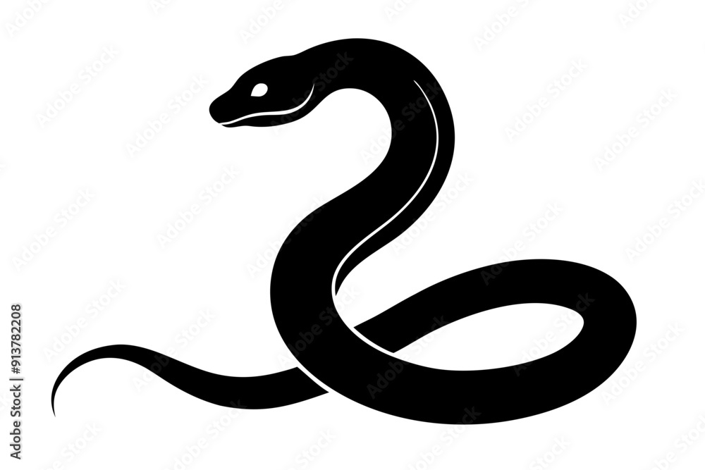 snake icon, snake vector silhouette, Curved snake animal design Stock ...