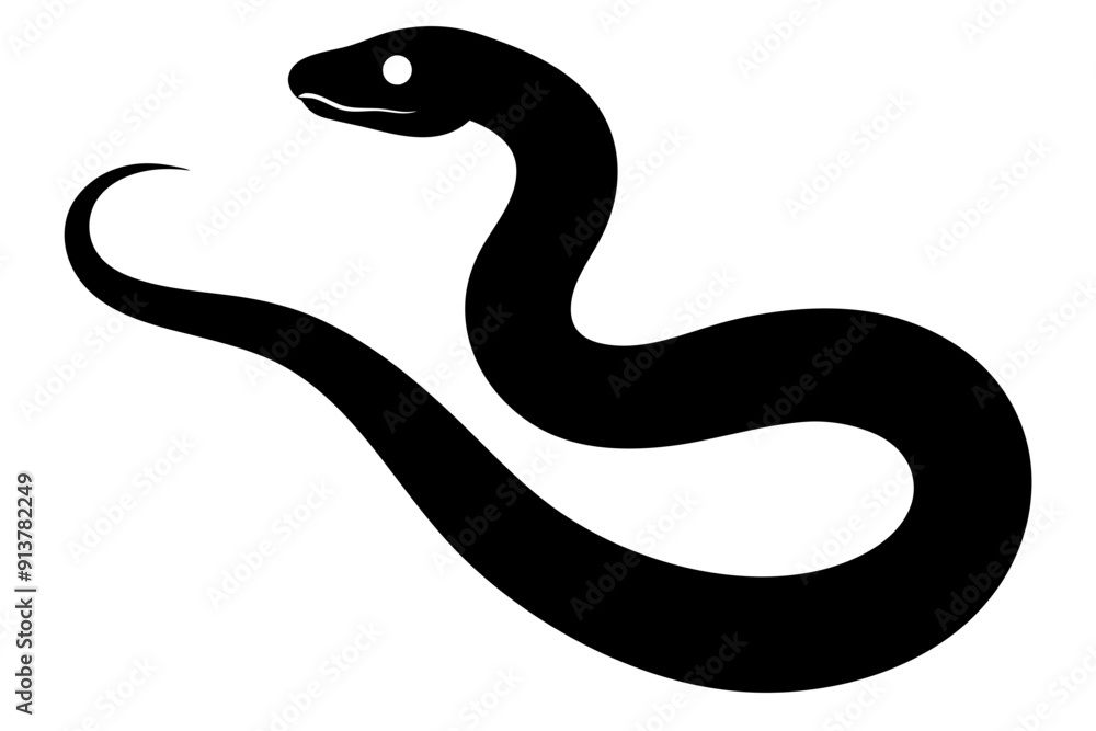 snake icon, snake vector silhouette, Curved snake animal design Stock ...