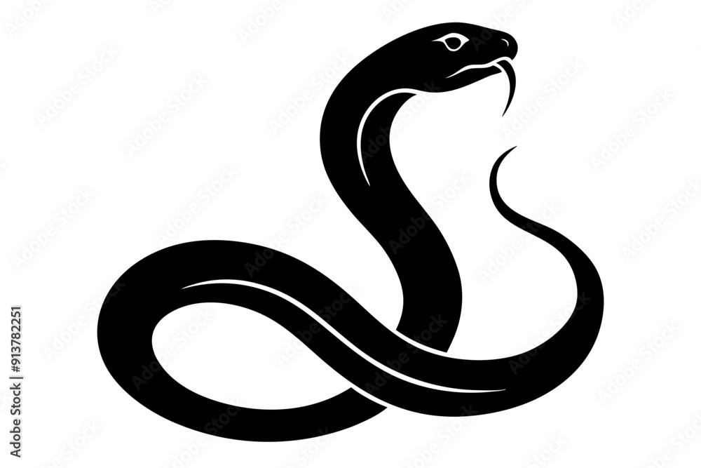 snake icon, snake vector silhouette, Curved snake animal design Stock ...
