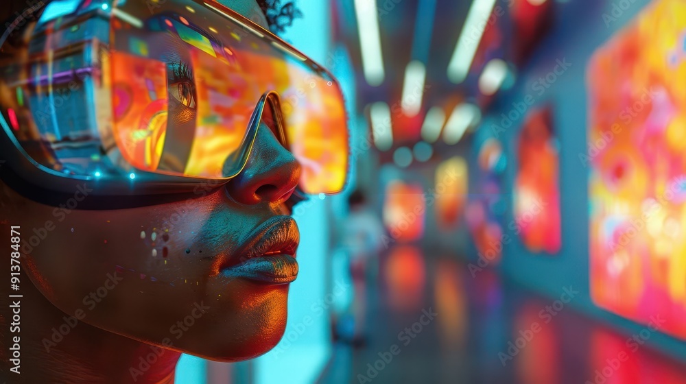 VR galleries showcasing immersive art, close up, artistic expression ...