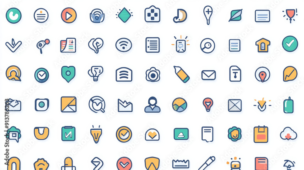 Collection of 576 thin web icons for various categories: business ...