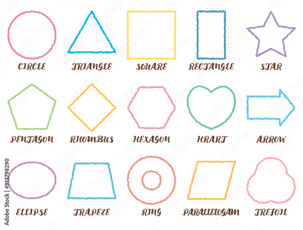 Geometric shape outline collection diagram element for education ...
