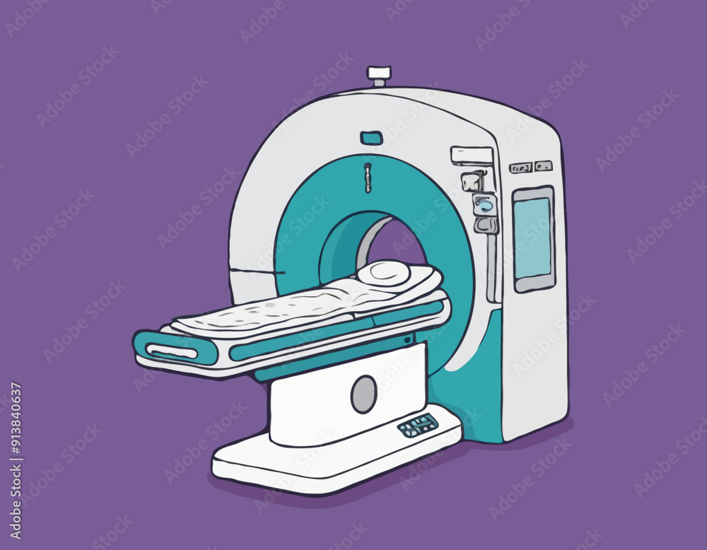 CT scanner or MRI scanner clipart cartoon style. Computed tomography ...