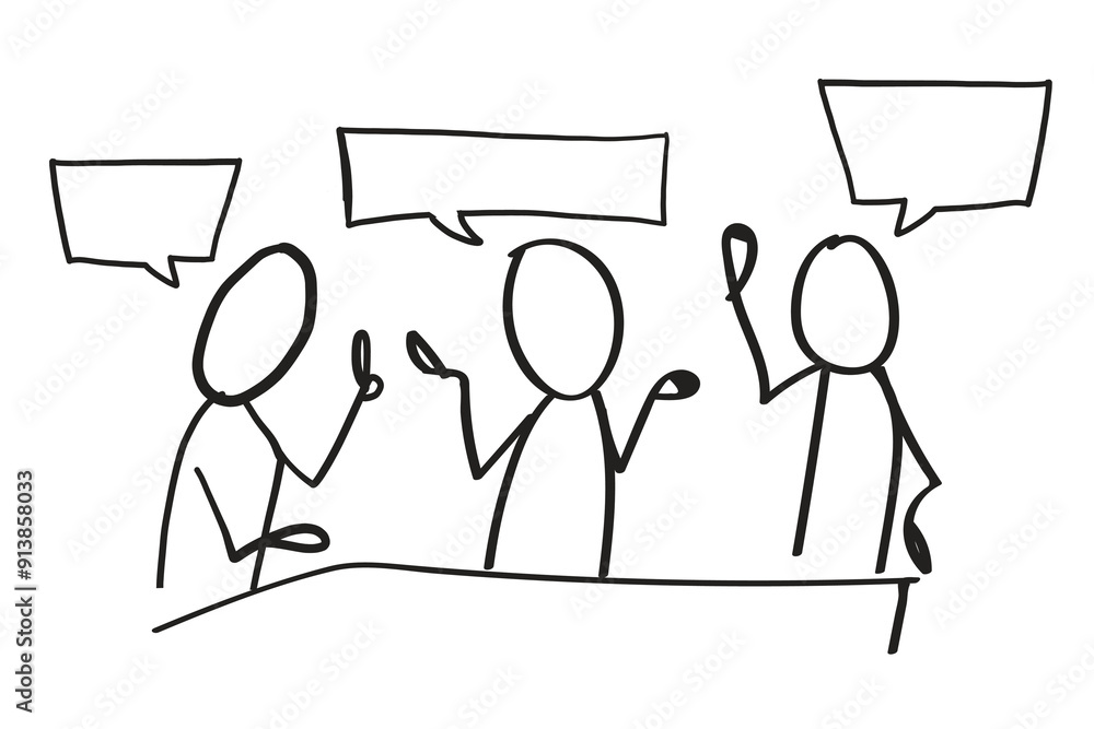 PNG team communication, stickman doodle in transparent background Stock ...