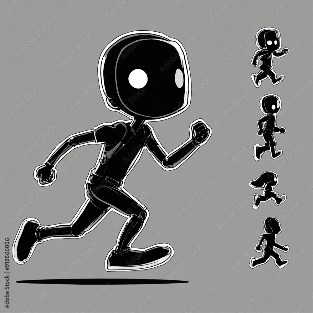 Illustration Stock Stickman Character with Big Eyes for 2D Endless ...